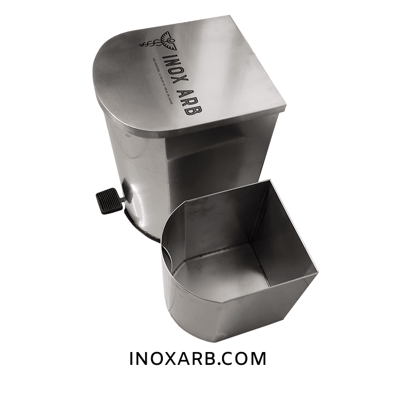 Tacho Rectangular Media luna con Balde Interno - Inox Arb
